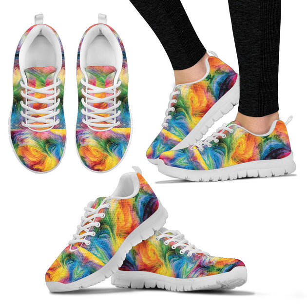 Colorful Swirls Women's Sneakers White Soles | SuperCool Doodads